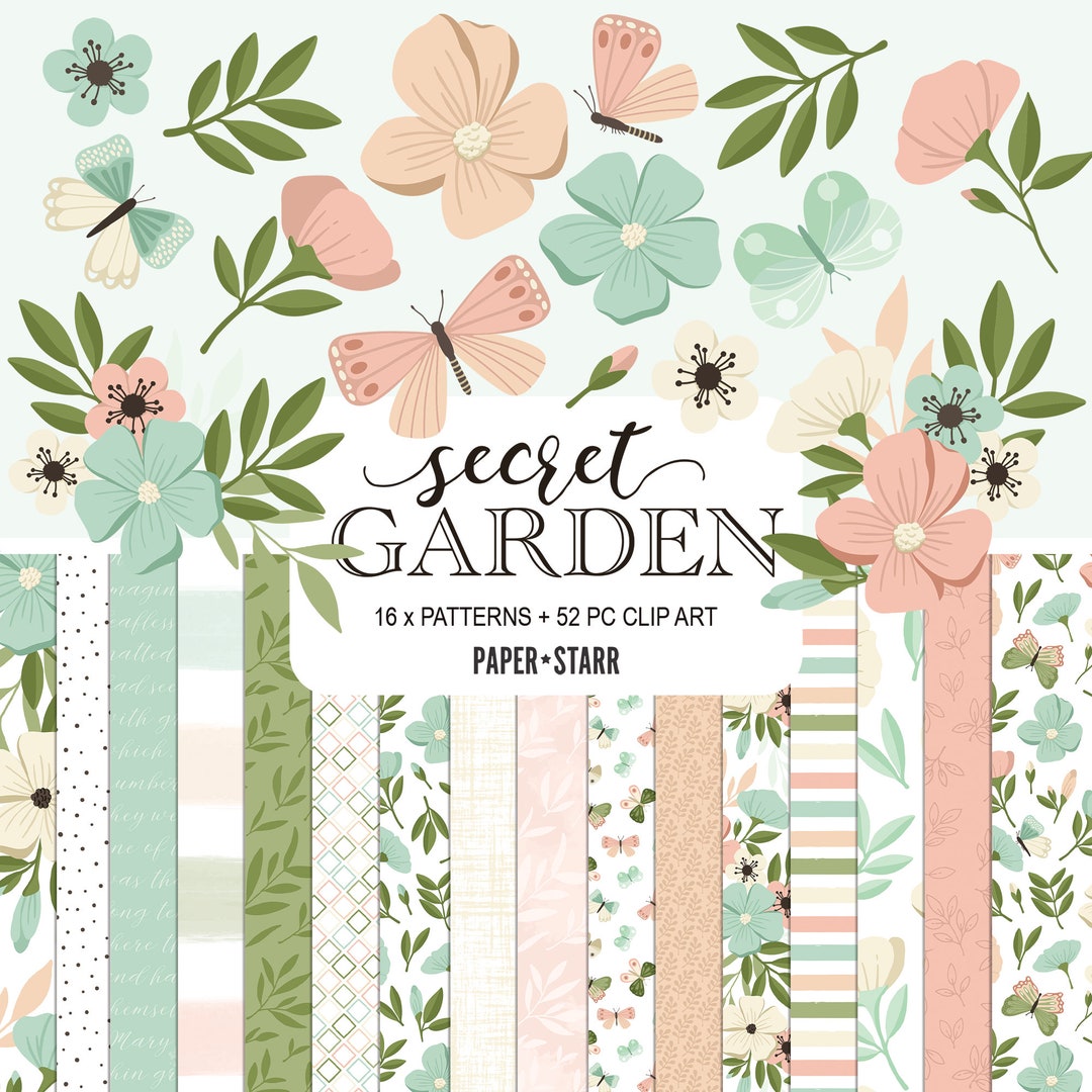 Spring Digital Paper, Spring Clipart, Secret Garden Digital Paper ...