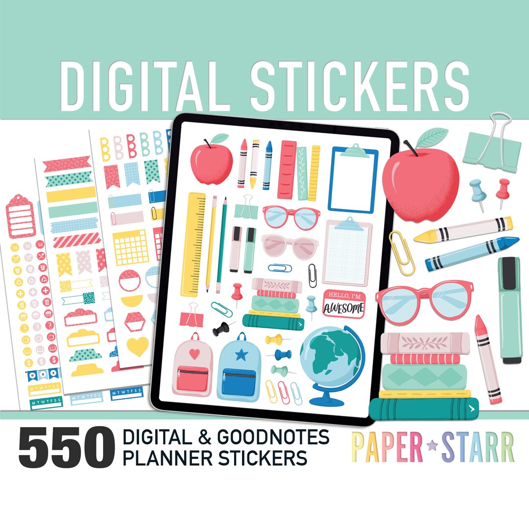 550 Back to School Digital Planner Stickers for Goodnotes & Other ...