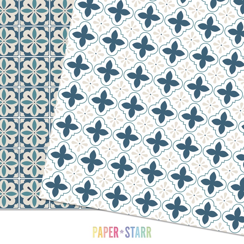 Mediterranean Tile Digital Paper, Tile Background, Decorative Tile ...