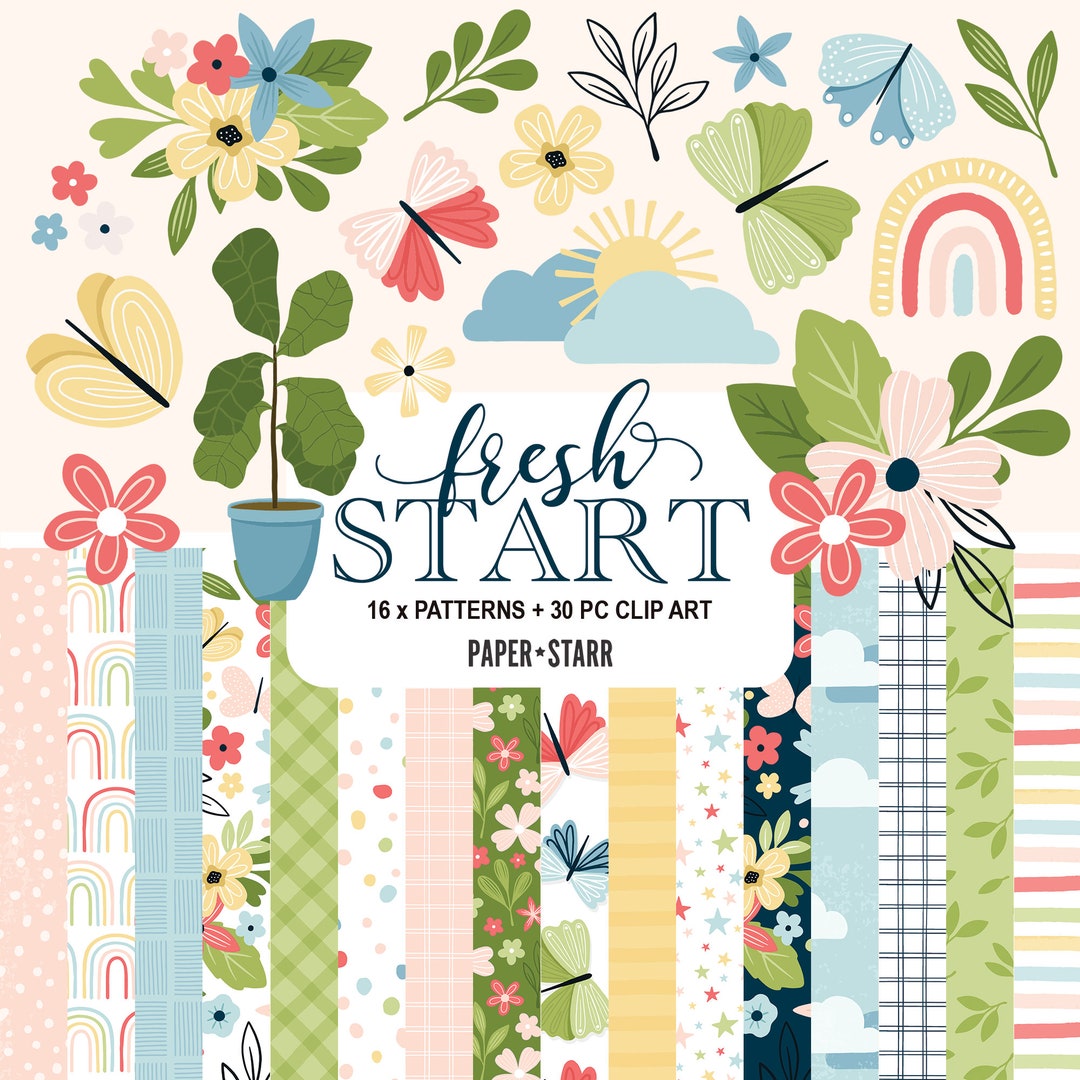 Spring Digital Paper, Spring Clipart, Butterfly Digital Paper, Floral ...