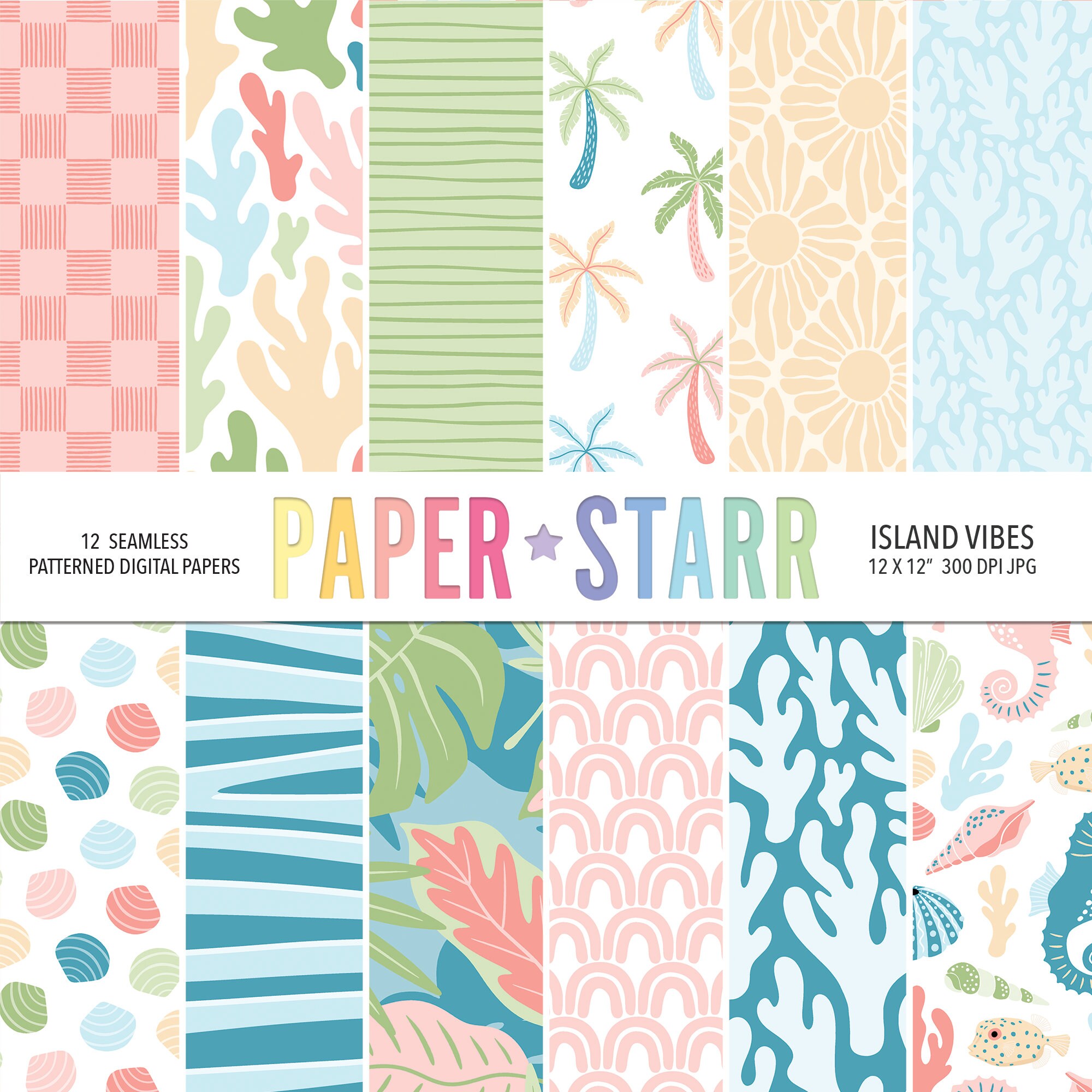 Summer Digital Paper, Beach Digital Paper, Tropical Digital Paper ...