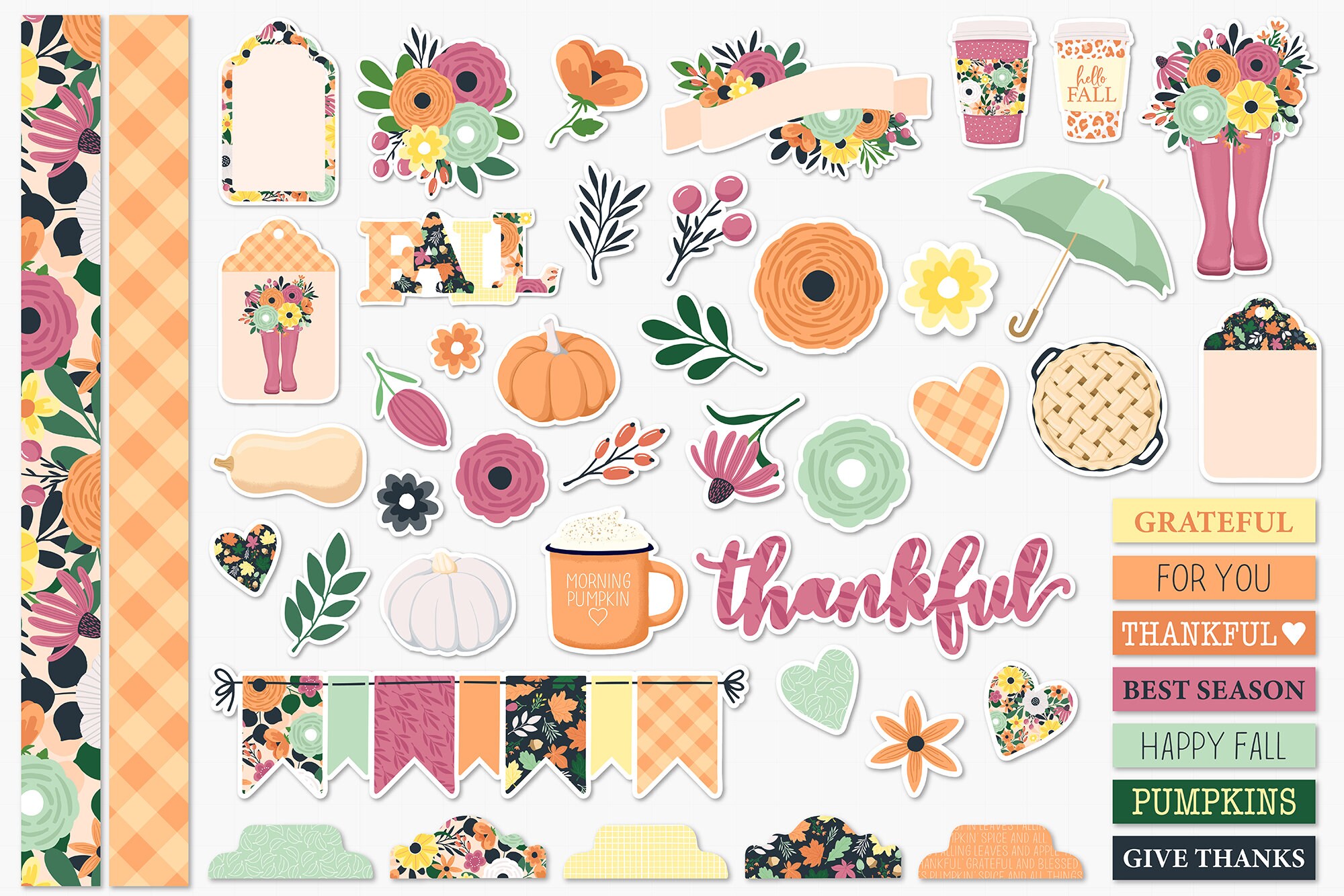 Fall Clipart Autumn Clipart Fall Graphics for Fall Stickers - Etsy