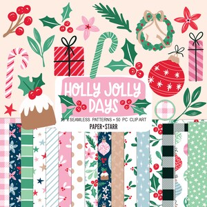 Christmas Digital Paper, Christmas Clipart, Christmas Patterns ...