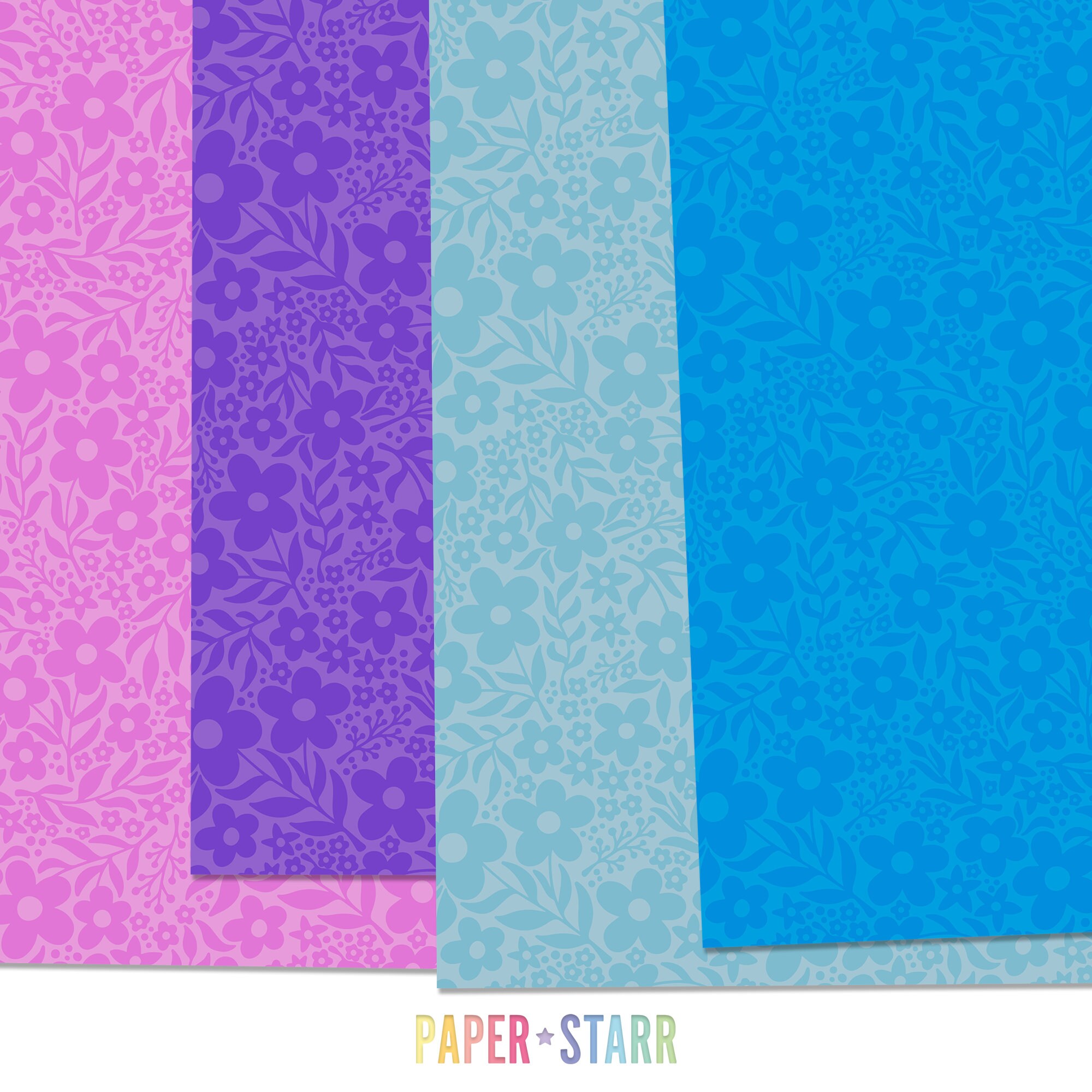 Rainbow Digital Paper, Floral Digital Paper, Rainbow Flower Pattern ...