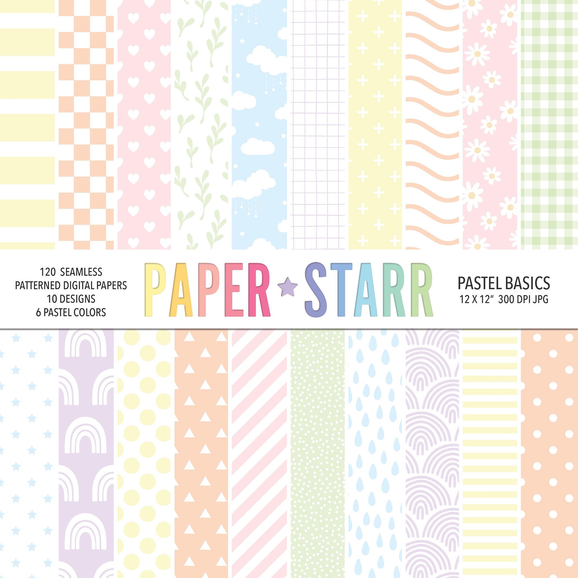 Pastel Digital Paper Bundle, Pastel Rainbow Colours, Pastel Patterns ...