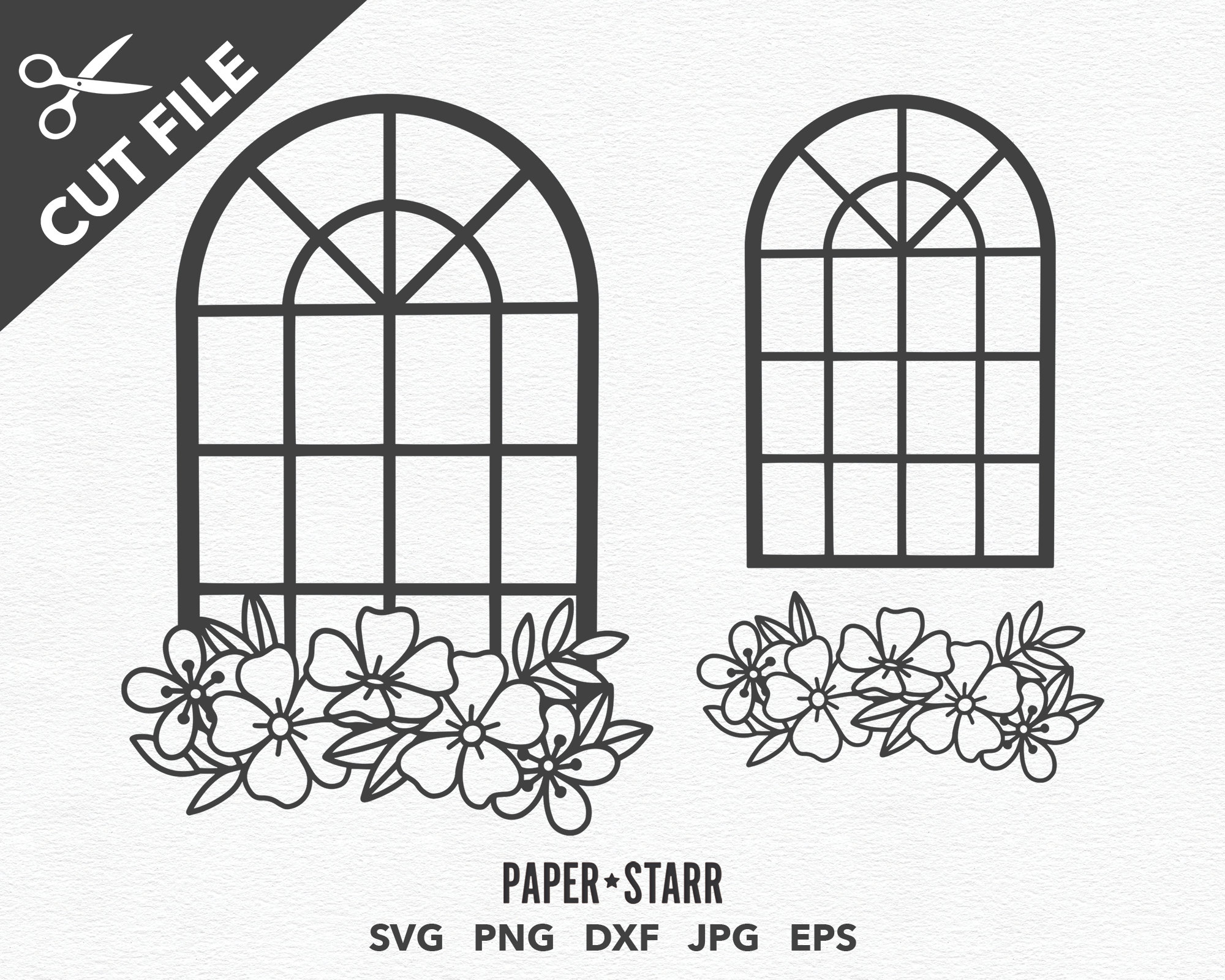 Window SVG File, Floral Window Box Cut File, Window Cut File, Floral ...