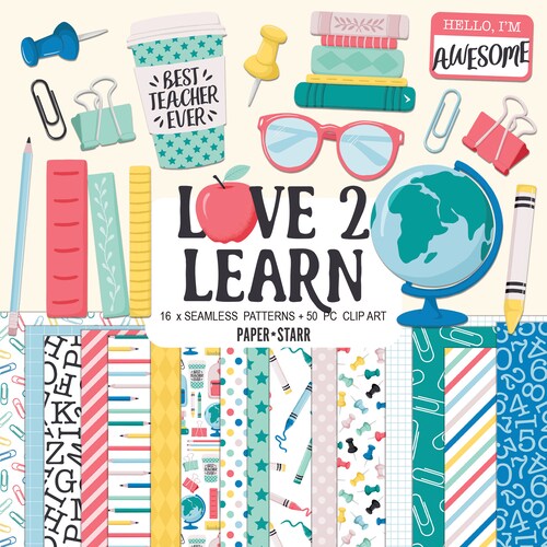 Back to School Digital Paper Back to School Clipart Teacher - Etsy