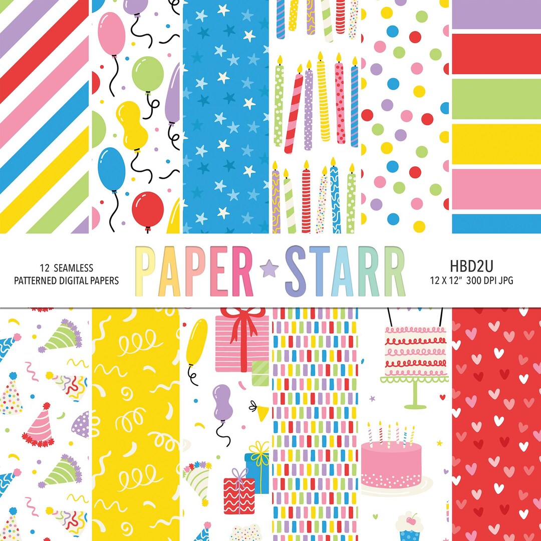 Birthday Digital Paper, Party Digital Paper, Birthday Card Making Paper ...