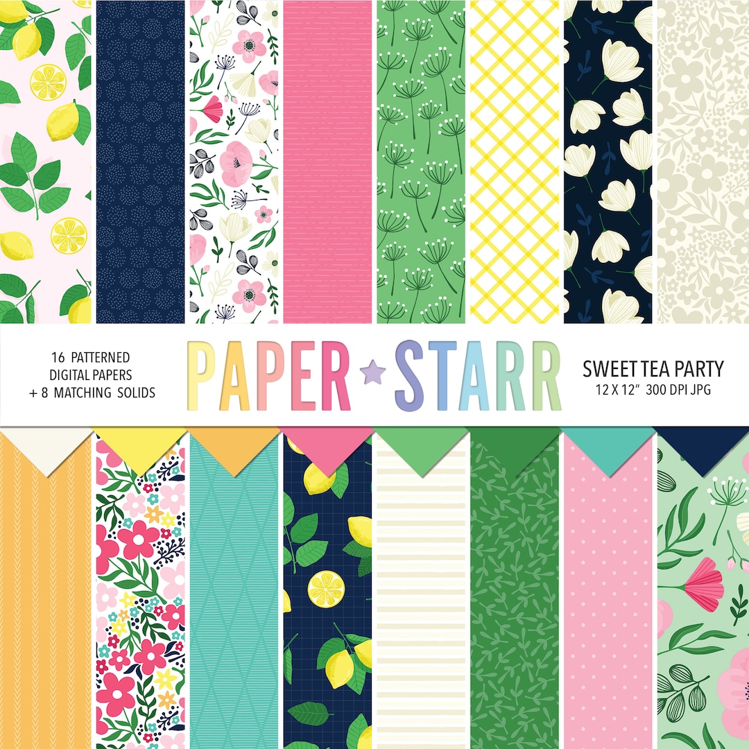 Spring Digital Paper, Floral Digital Paper, Lemonade Digital Paper ...
