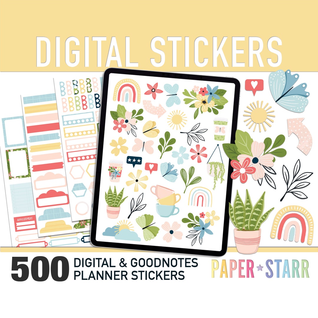 500 Spring Floral Digital Planner Stickers for Goodnotes & Other ...
