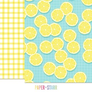 Summer Digital Paper, Lemon Digital Paper, Summer Floral Patterns ...