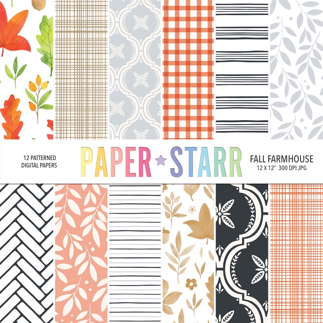 Fall Digital Paper, Autumn Digital Paper, Fall Floral Patterns, Fall ...