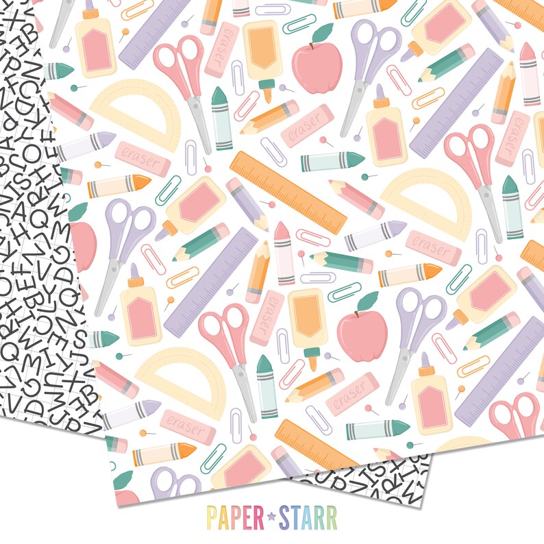 Back to School Digital Paper, Classroom Backgrounds, Teacher Patterns ...