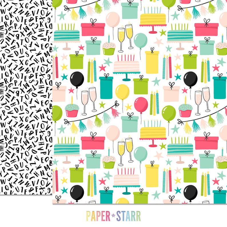 Birthday Digital Paper and Birthday Clipart Set Party - Etsy