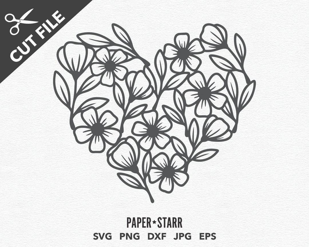 Floral Heart SVG, Flower Heart SVG, Floral PNG, Valentines Heart Svg ...