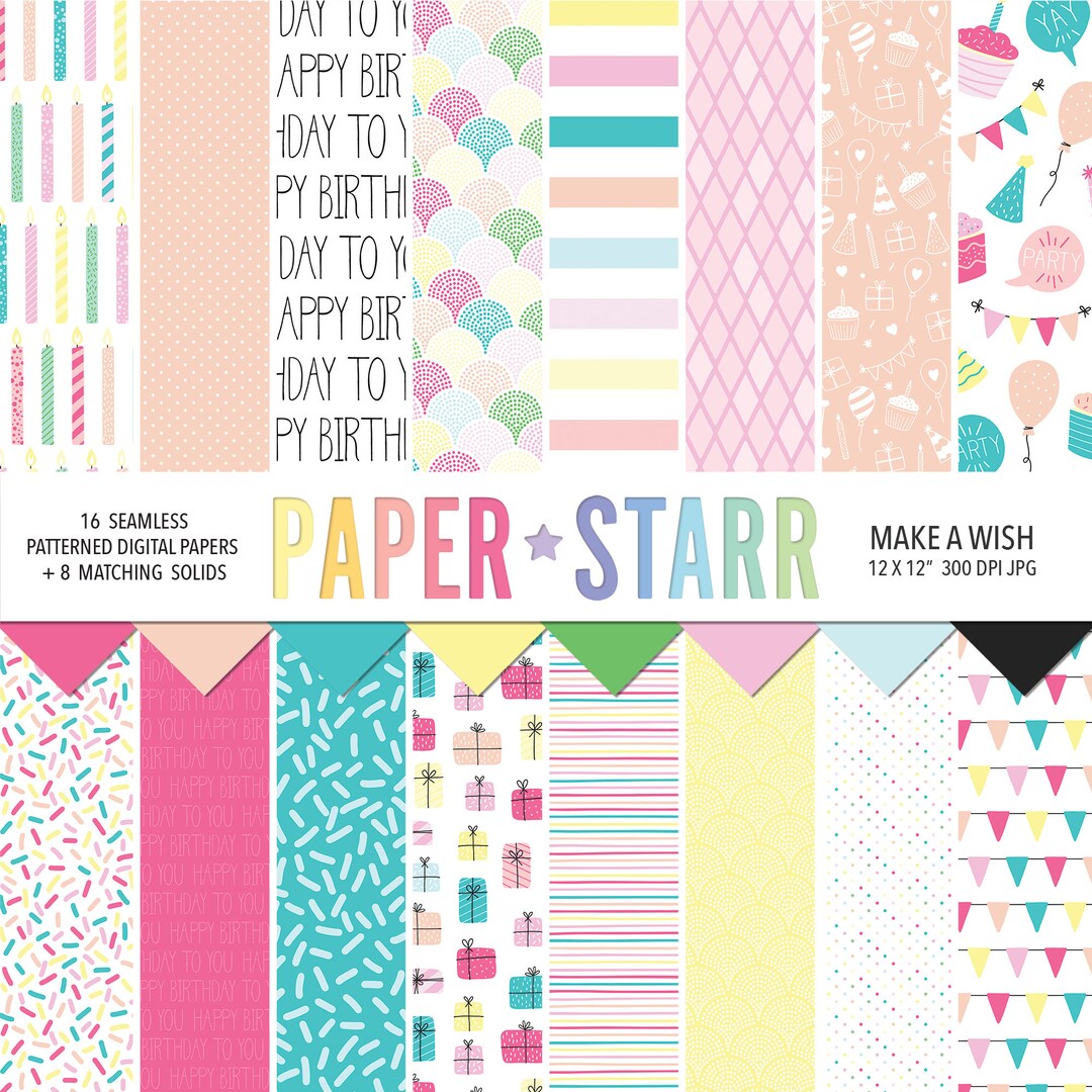 Birthday Digital Paper, Party Digital Paper, Birthday Card Making Paper ...