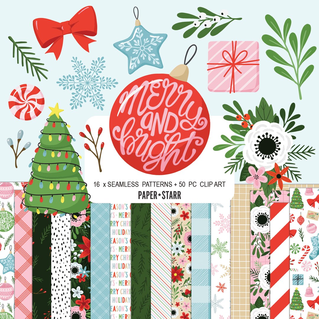 Christmas Digital Paper, Christmas Clipart, Christmas Papers, Christmas ...