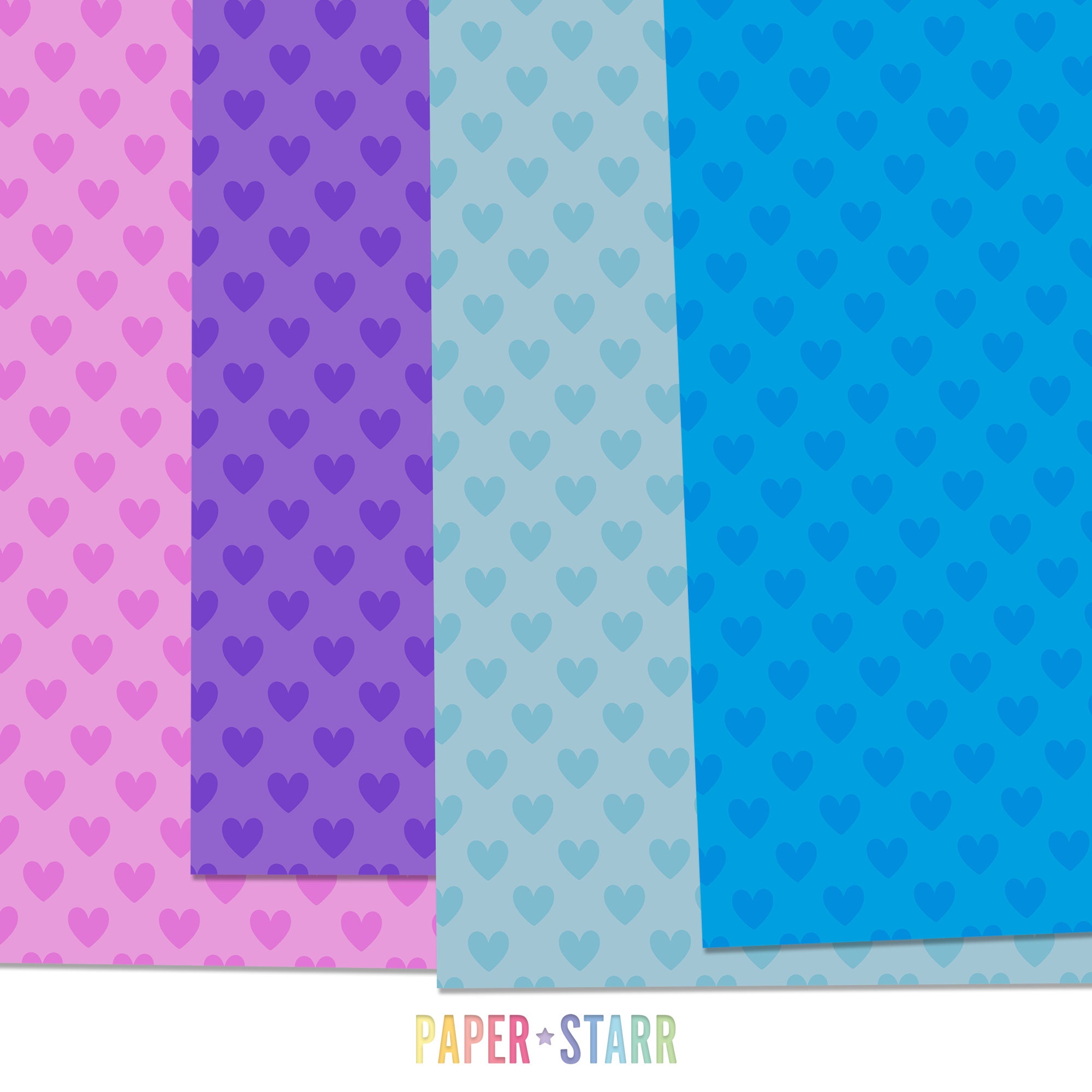 Rainbow Digital Paper, Heart Digital Paper, Rainbow Heart Pattern ...