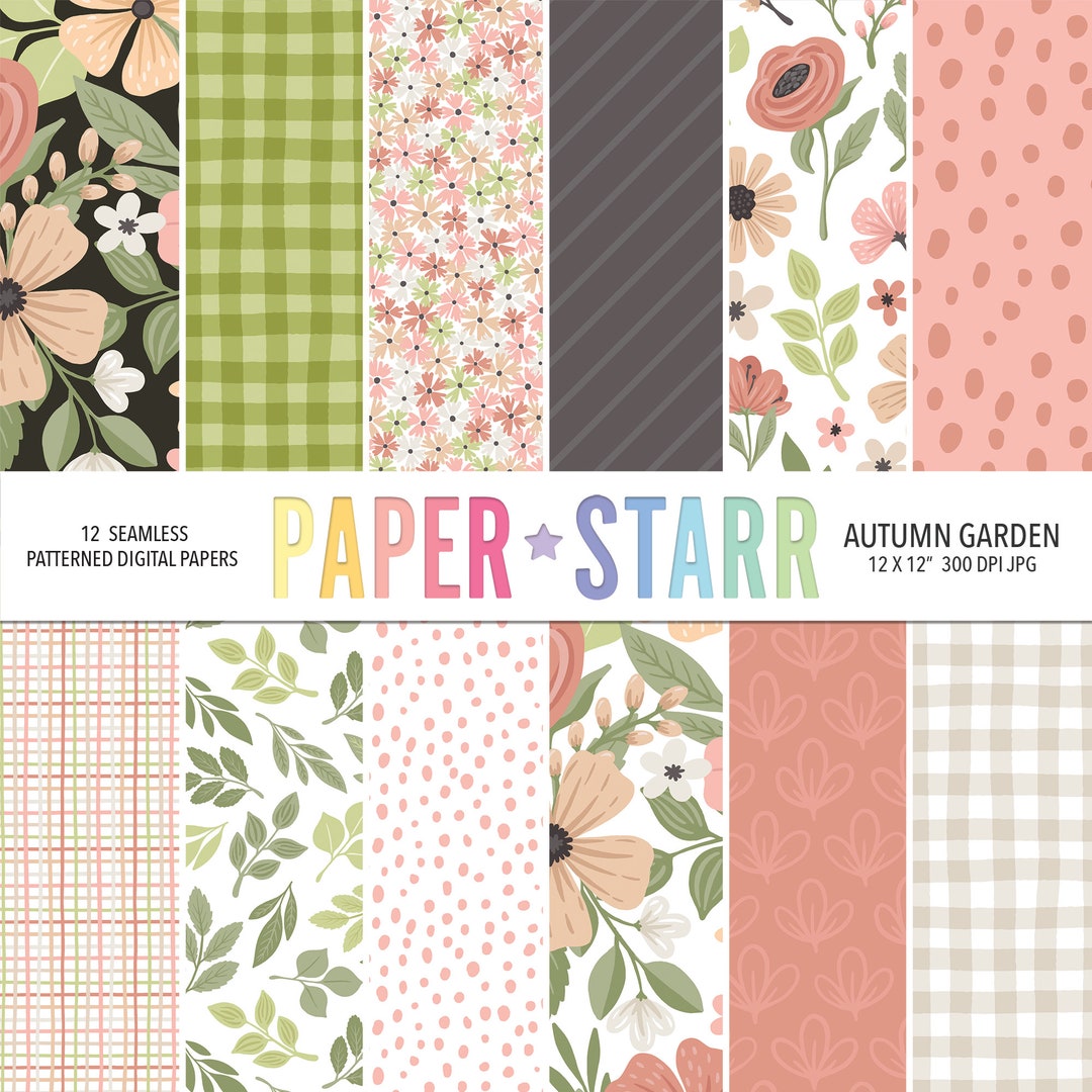 Fall Digital Paper, Autumn Digital Paper, Fall Floral Patterns, Fall ...