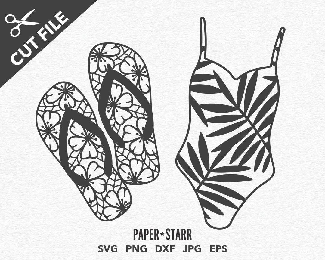 Summer SVG, Flip Flop SVG, Bathing Suit SVG, Summer Cut File, Tropical ...