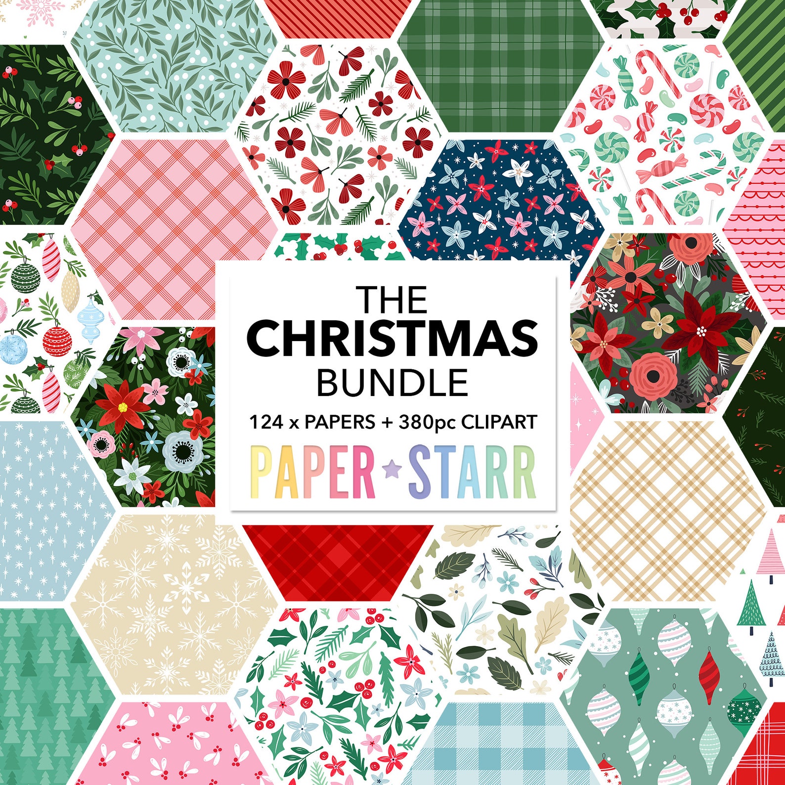 Christmas Digital Paper, Christmas Clipart, Christmas Patterns ...