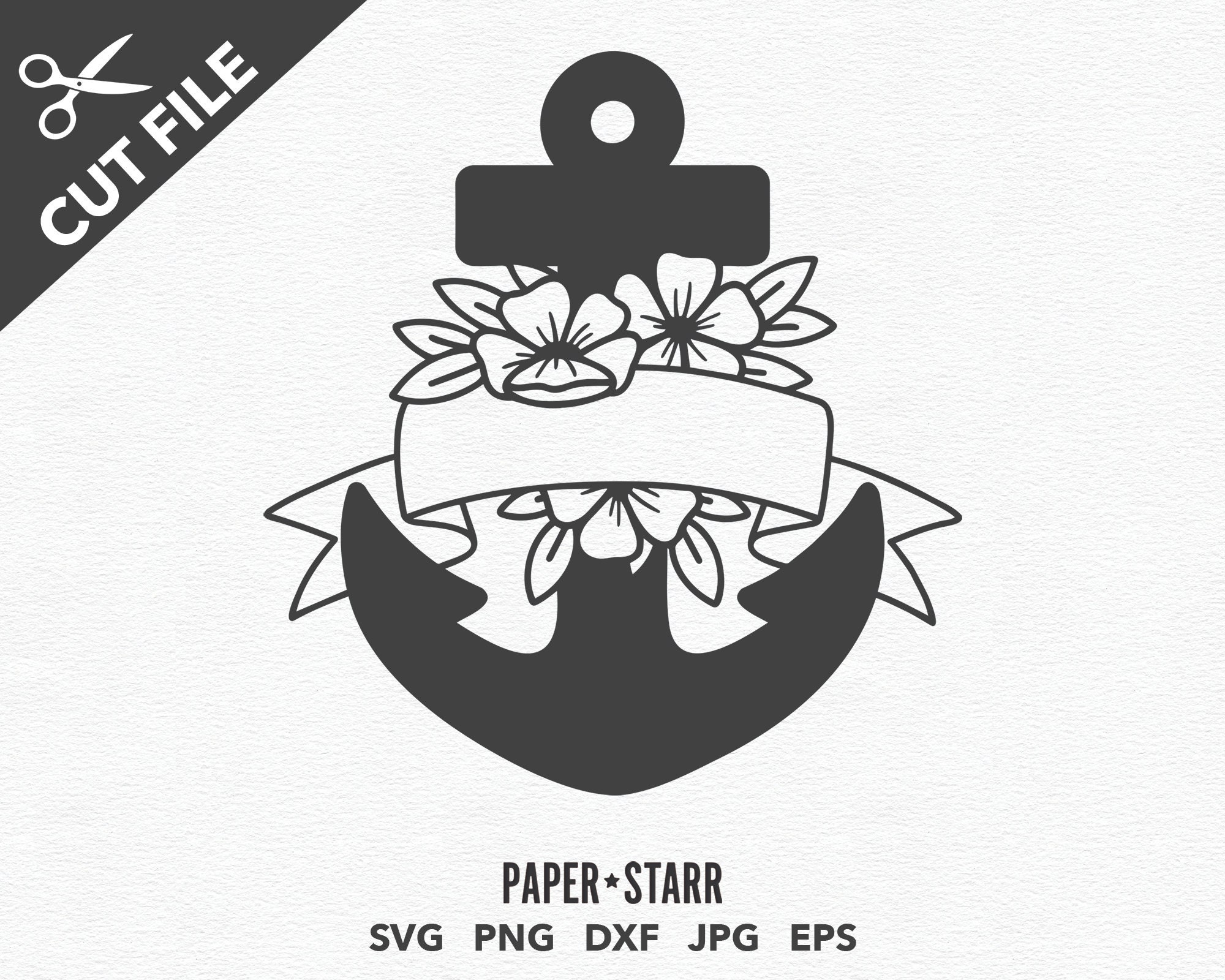Anchor Banner SVG File, Anchor Cut File, Banner Cut File, Monogram ...