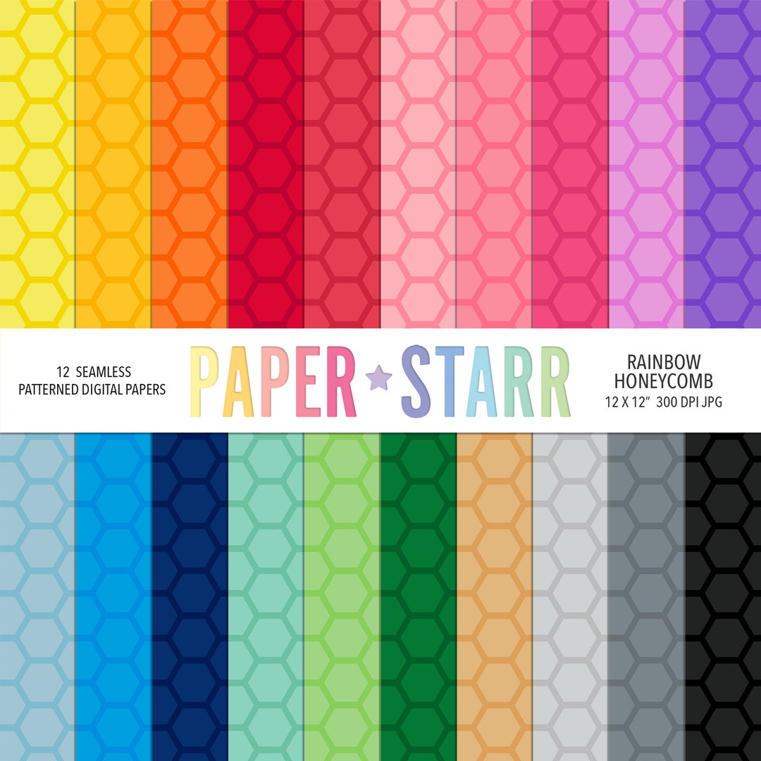 Rainbow Digital Paper, Honeycomb Digital Paper, Rainbow Honeycomb ...