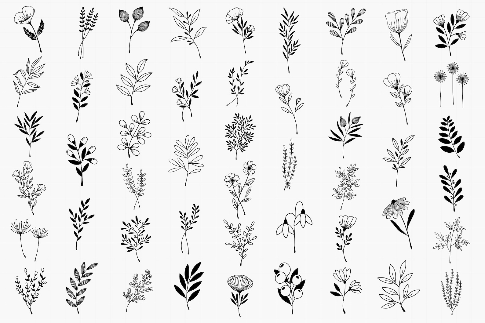 Flower SVG, Floral SVG, Doodle Flowers PNG, Flower Clipart, Floral Line ...