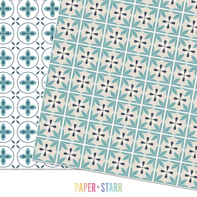 Mediterranean Tile Digital Paper Tile Background Decorative - Etsy