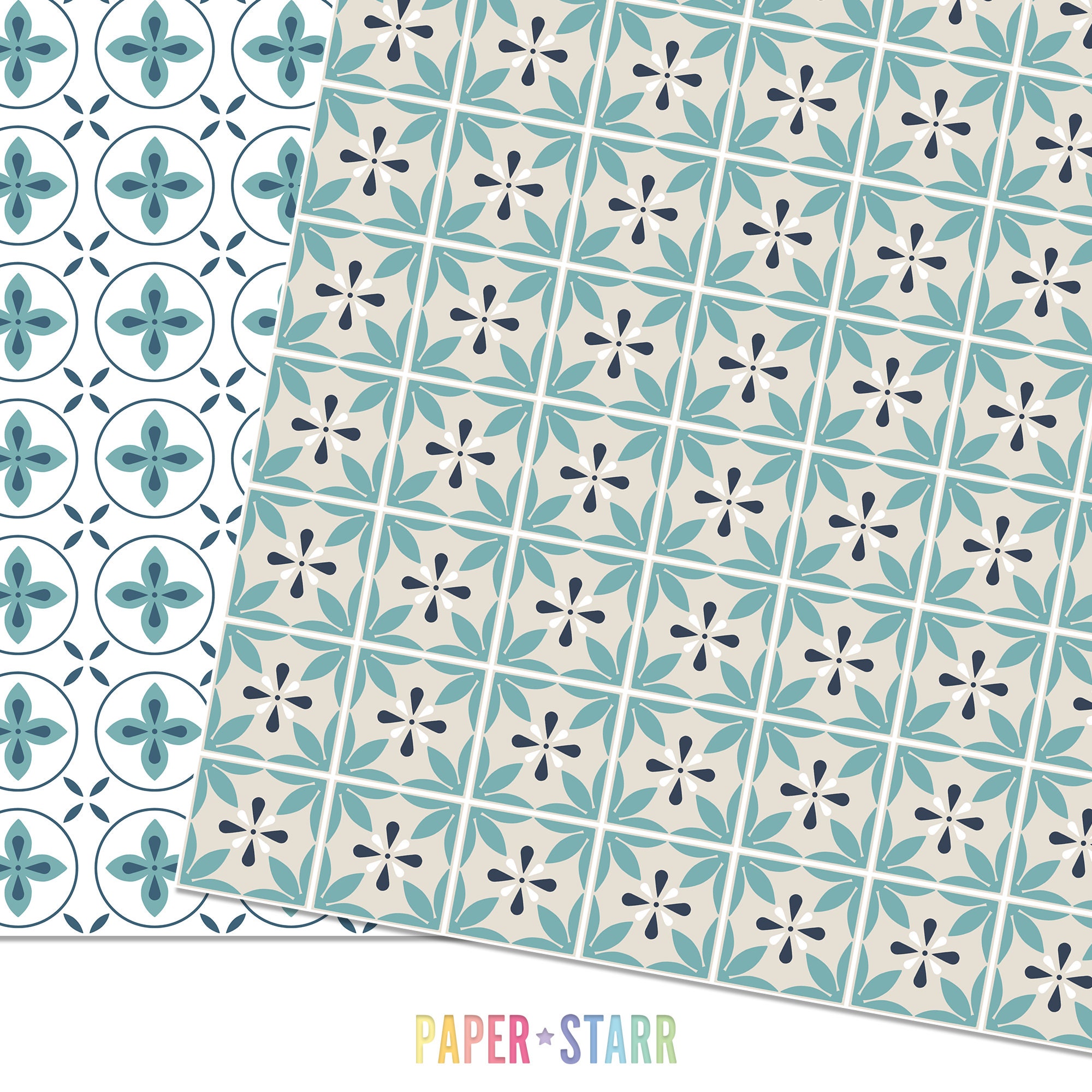 Mediterranean Tile Digital Paper, Tile Background, Decorative Tile ...