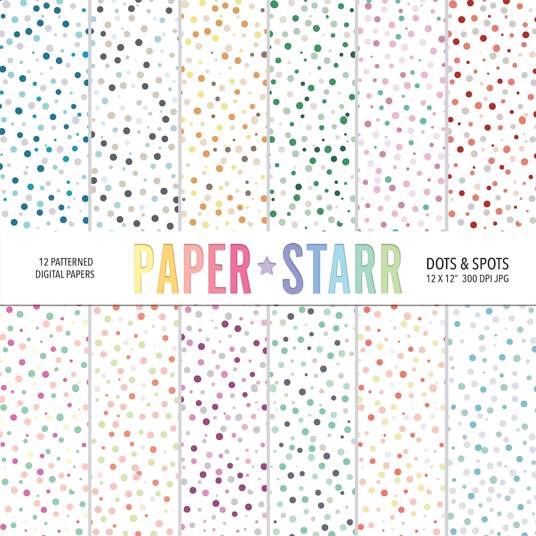 Polka Dot Digital Paper, Random Dot Background, Spot Patterns, Dots ...