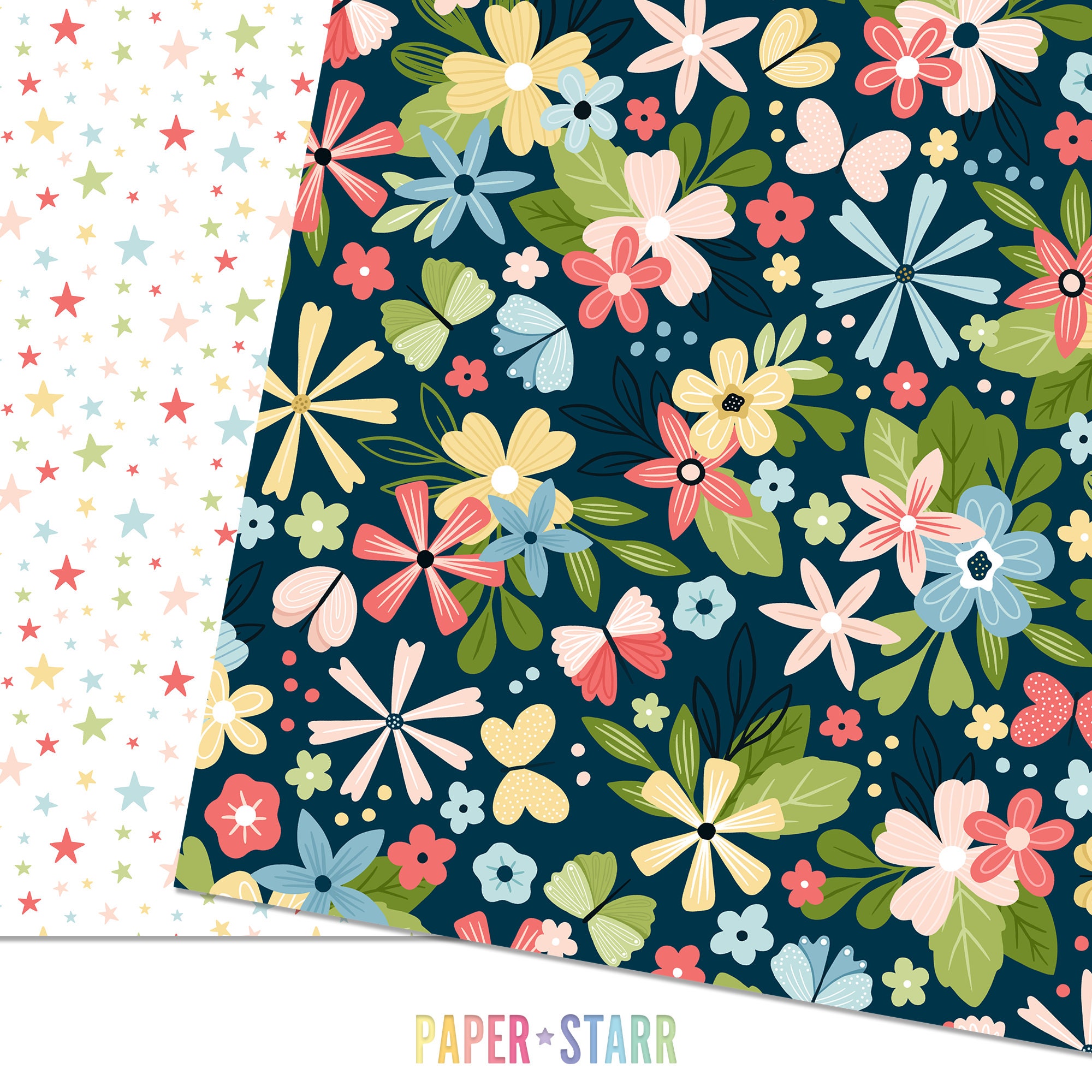 Spring Digital Paper, Spring Clipart, Butterfly Digital Paper, Floral ...