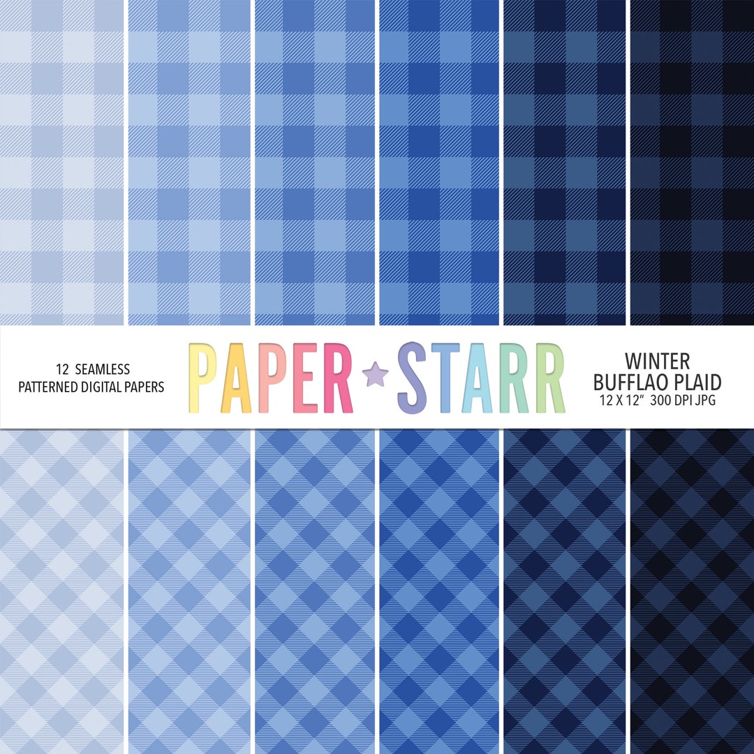 Christmas Digital Paper, Christmas Buffalo Plaid, Blue Buffalo Plaid ...