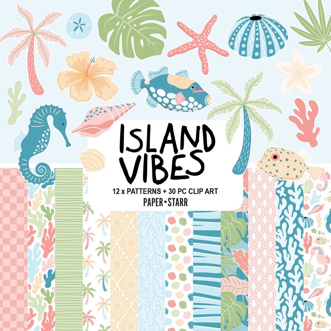 Summer Digital Paper, Summer Clipart, Tropical Digital Paper ...