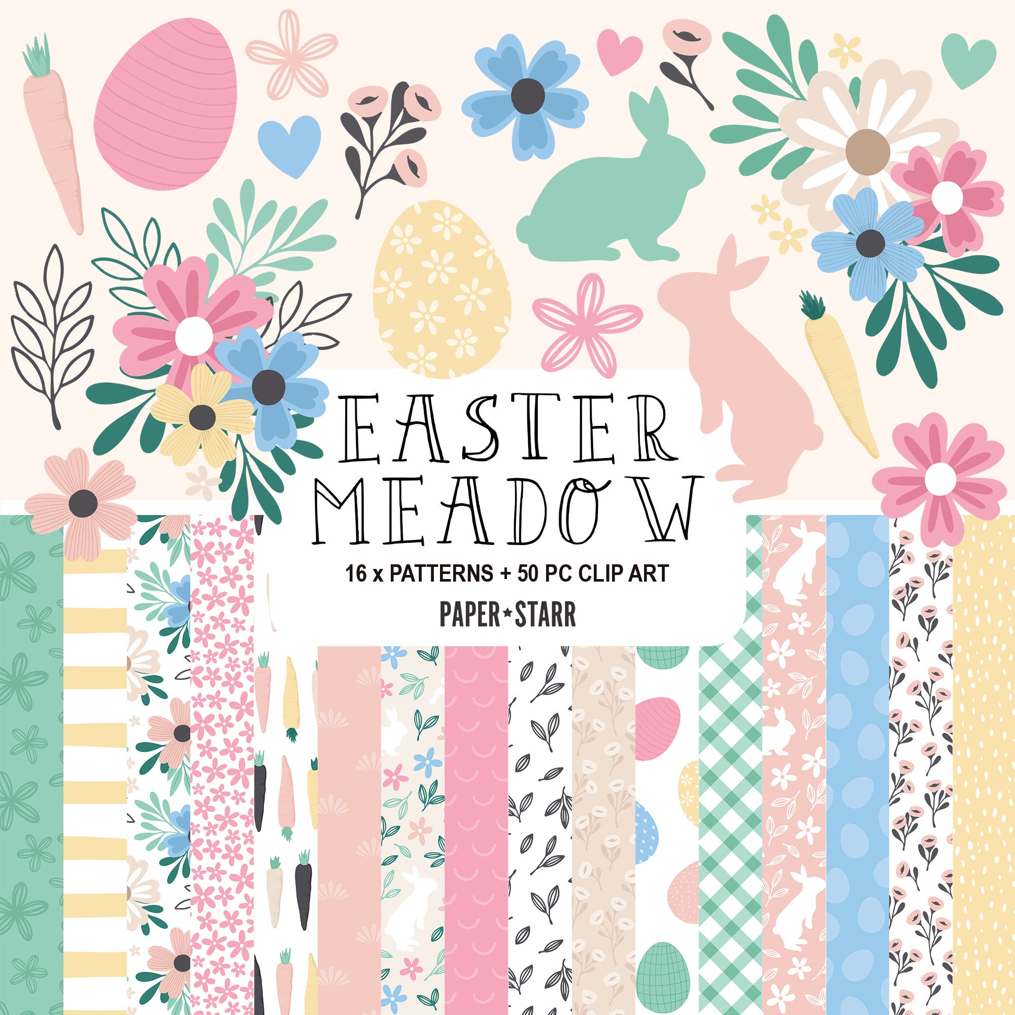 Easter Digital Paper, Easter Clipart, Spring Digital Paper, Easter ...