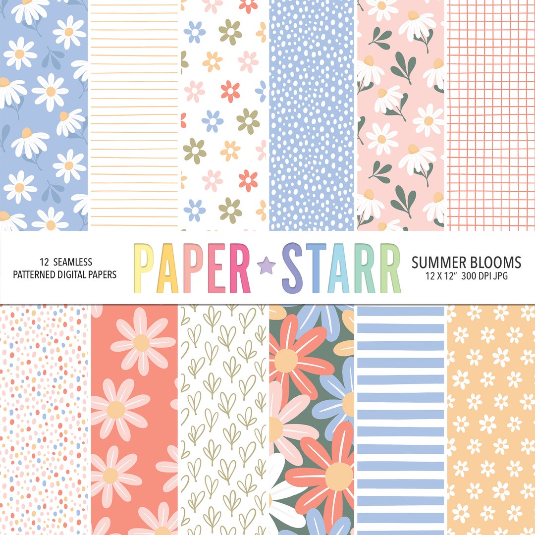 Floral Digital Paper, Summer Digital Paper, Daisy Digital Paper, Floral ...