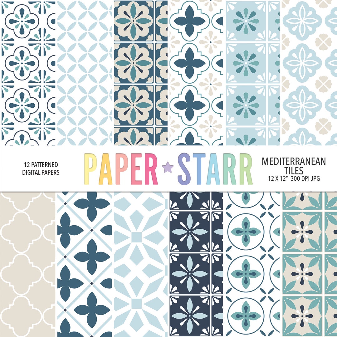 Mediterranean Tile Digital Paper, Tile Background, Decorative Tile ...