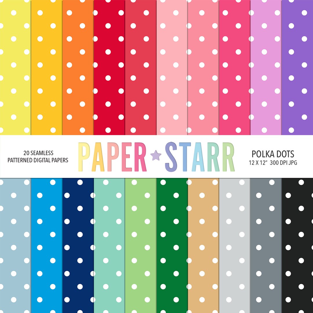 Rainbow Digital Paper, Polka Dot Digital Paper, Spot Digital Paper ...
