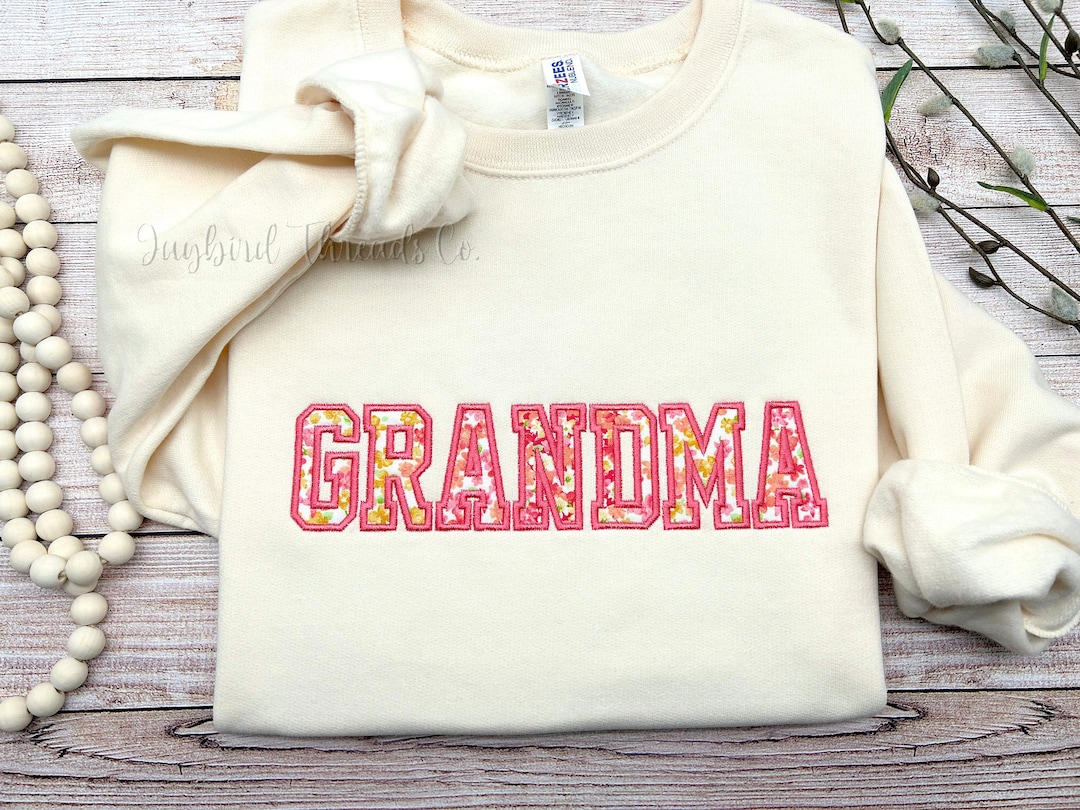 Grandma Embroidered Sweatshirt, Custom Embroidered Sweatshirt, Grandma ...