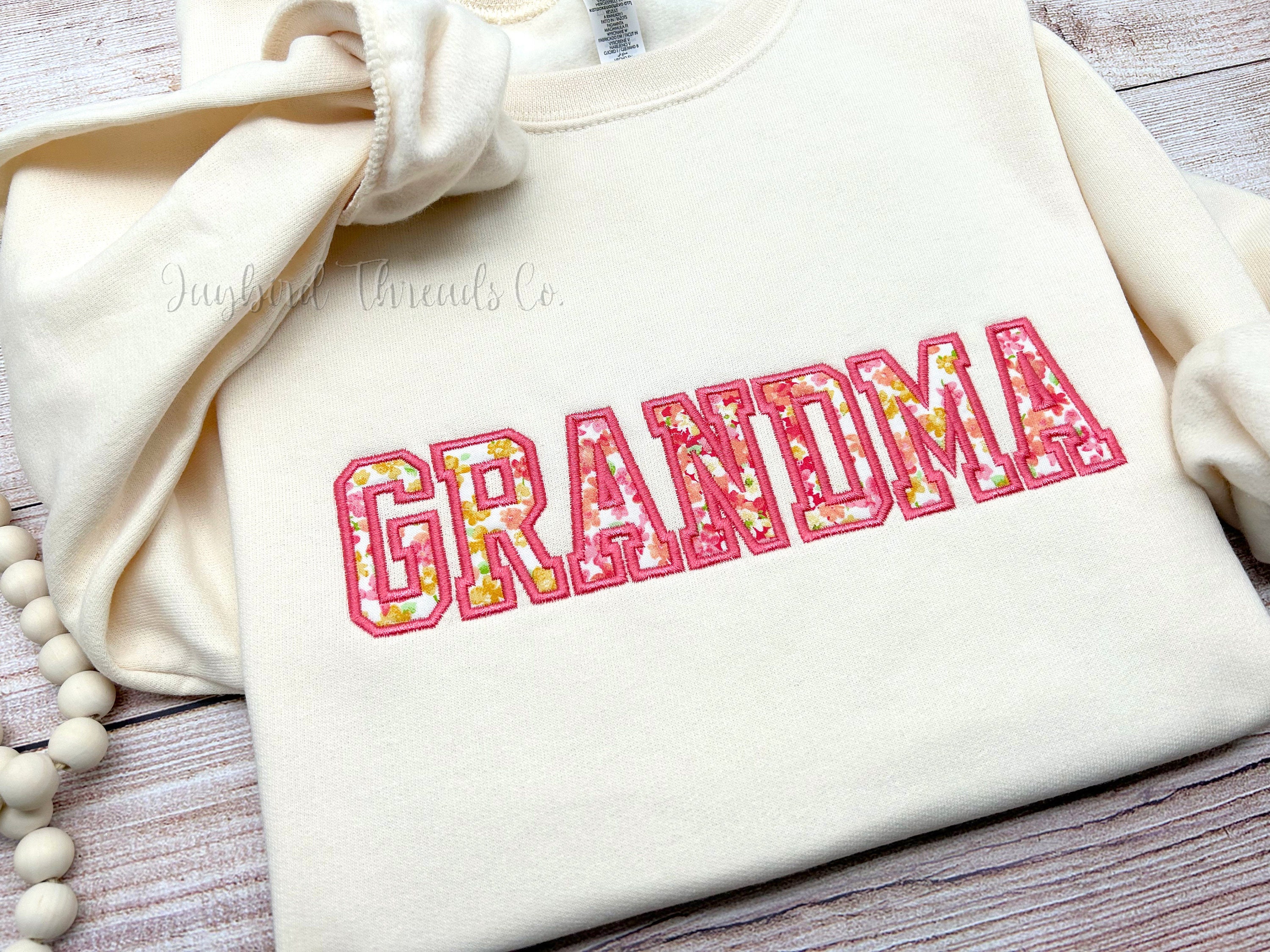Grandma Embroidered Sweatshirt, Custom Embroidered Sweatshirt, Grandma ...