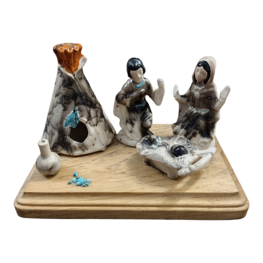 Handmade Small Horsehair Pottery Native Nativity Set With Tipi - Etsy