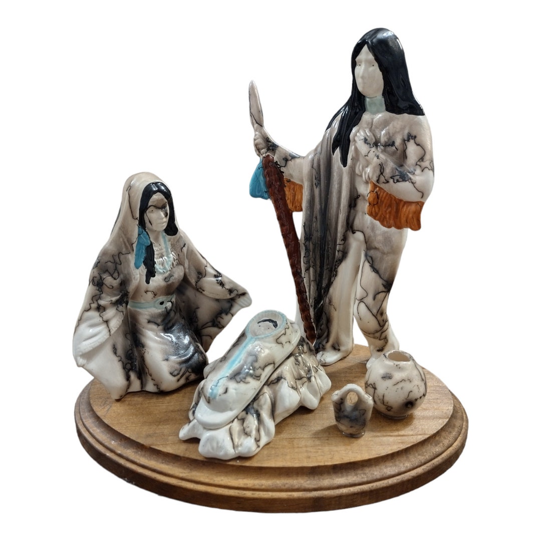 Handmade Large Horsehair Pottery Native Nativity Set - Etsy