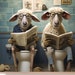Sheep Sitting on the Toilet Reading Newspaper, Funny Bathroom Wall ...