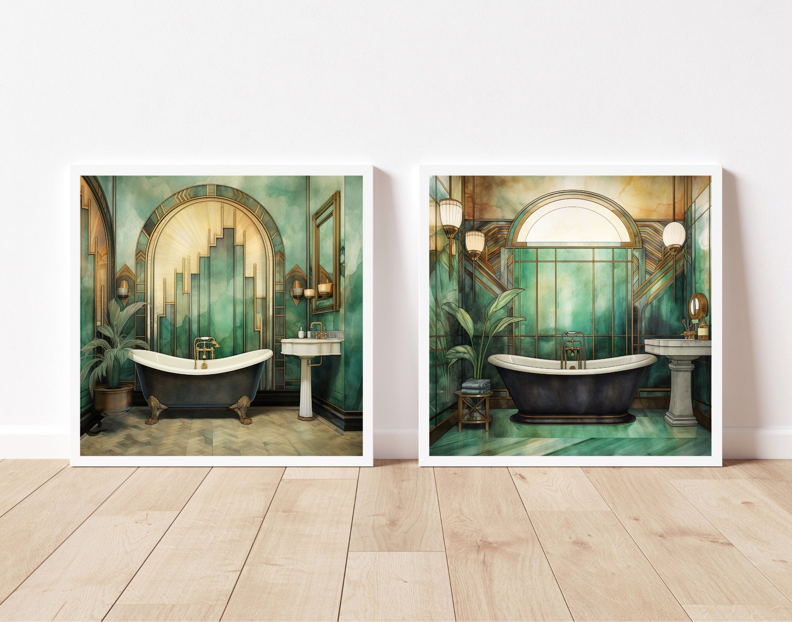 16 Bathroom Cliparts for Commercial Use, Art Nouveau Bathroom, Art Deco ...