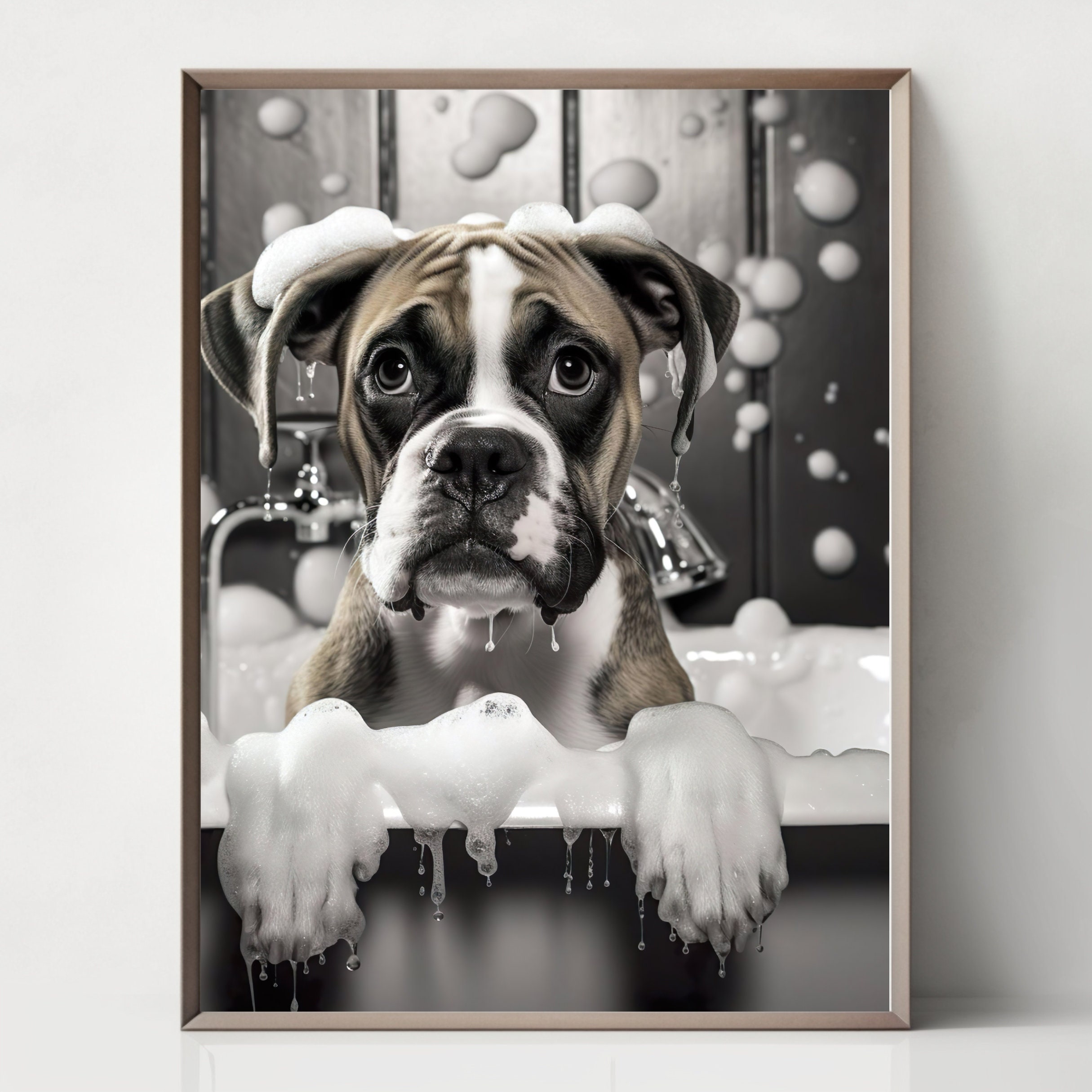 2 Boxer, Boxer Dog Sitting on the Toilet and Reading the Newspaper, Fun ...