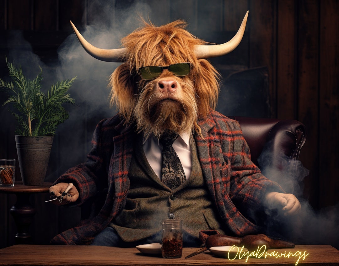 5 Highland Cow Clipart Sitting On The Toilet Reading The Newspaper