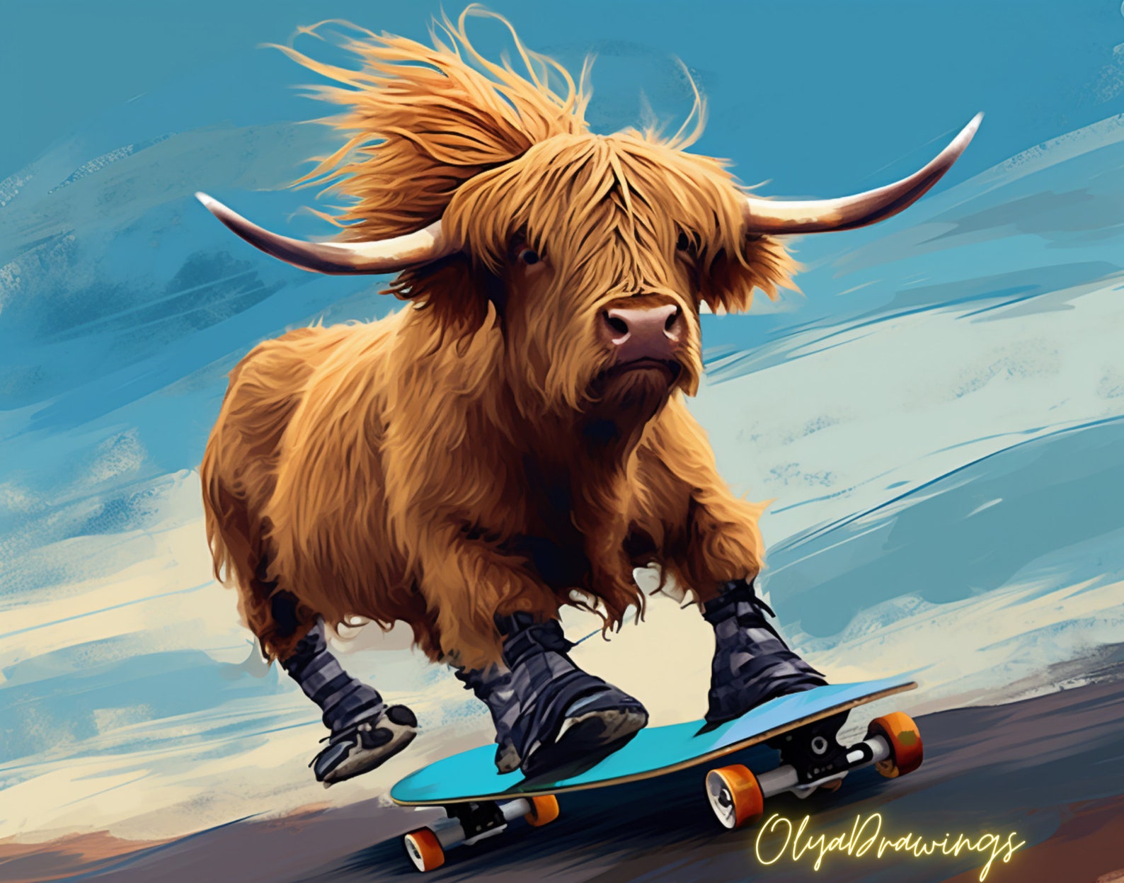 5 Highland Cow Clipart, Sitting on the Toilet Reading the Newspaper ...