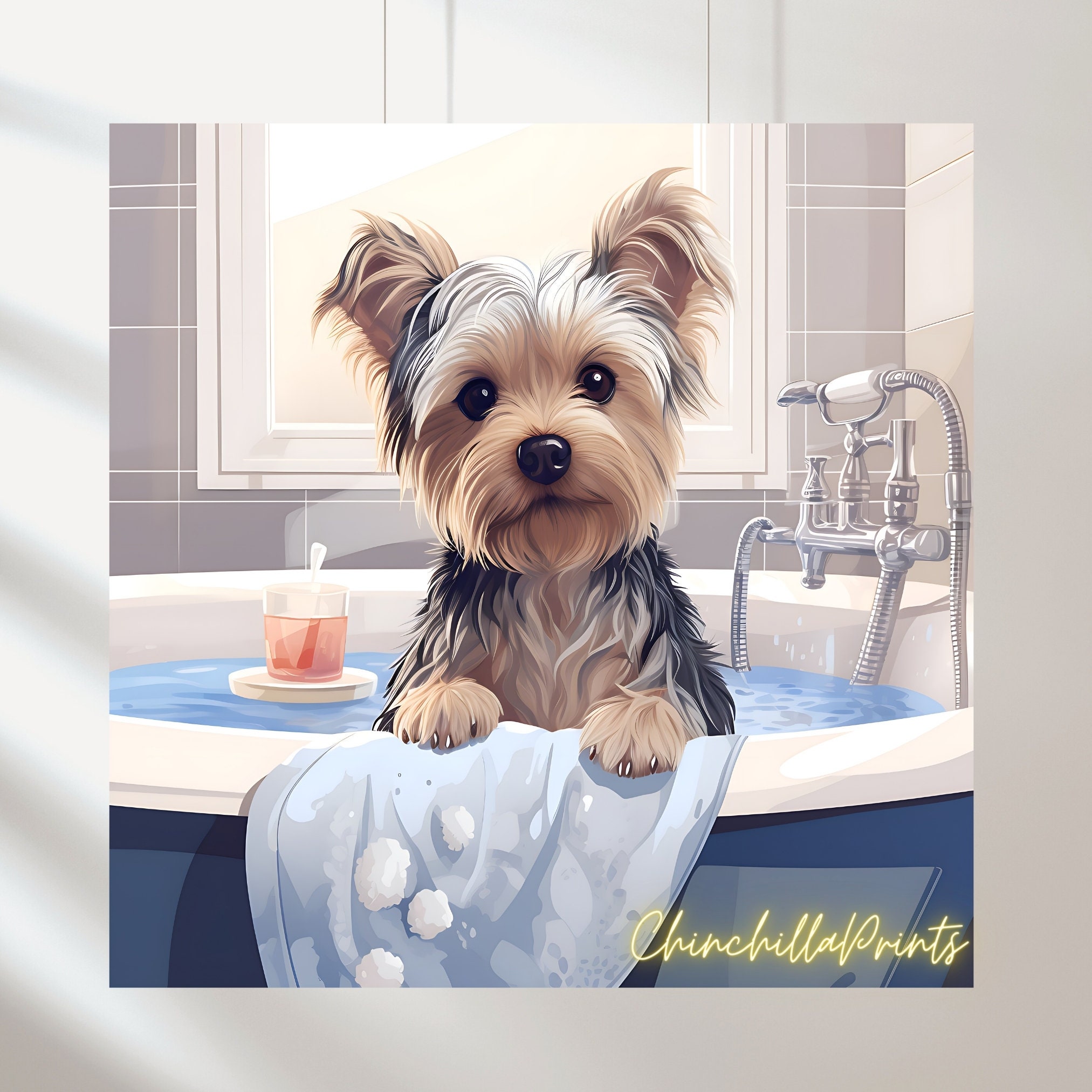 Yorkshire Terrier, Yorkshire Terrier Sitting on the Toilet and Reading ...