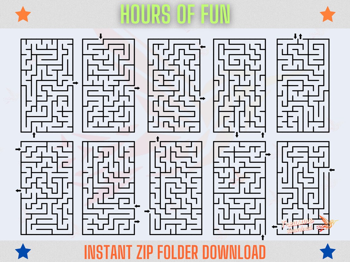 1200 Fun Maze Puzzles Mega Bundle 6 Levels Super Easy to Super Hard ...