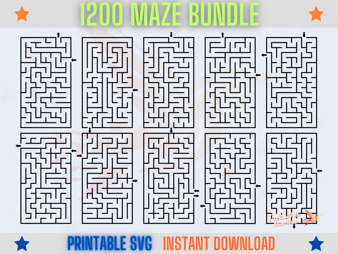 1200 Fun Maze Puzzles Mega Bundle 6 Levels Super Easy to Super Hard ...